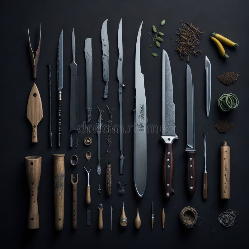 A Conceptual Set of Objects on a Dark Background. Stock Illustration ...