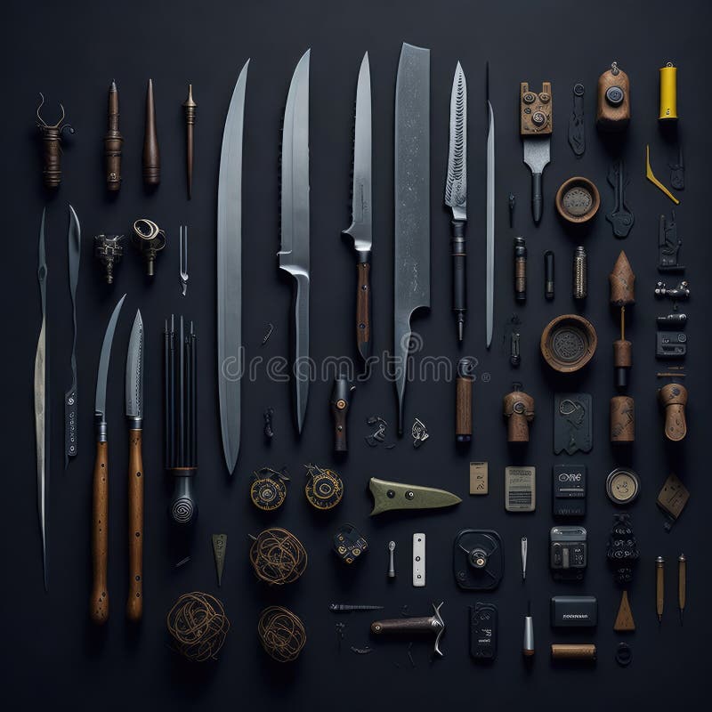 A Conceptual Set of Objects on a Dark Background. Stock Illustration ...