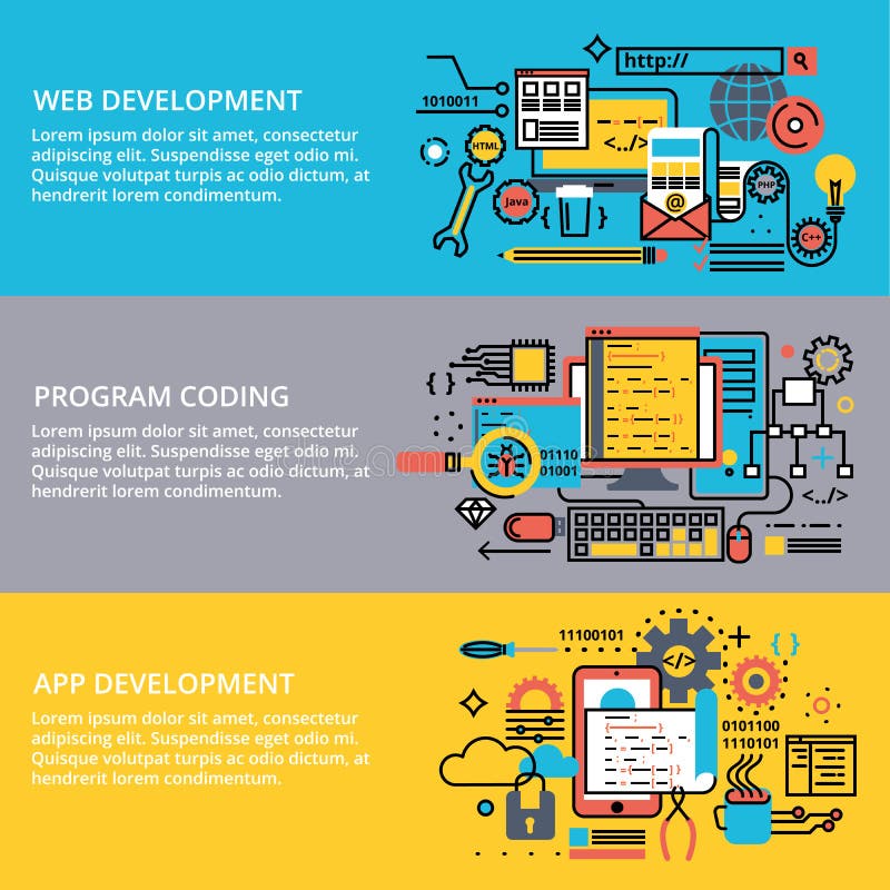 Conceptual Set of Program Development Stock Vector - Illustration of ...