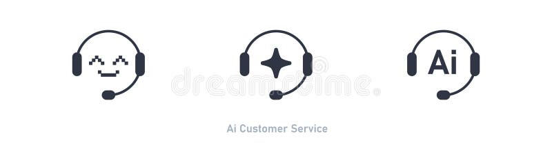 Conceptual Signs of AI Customer Service. Isolated Vector Illustration ...