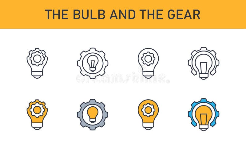 Conceptual Signs of the Bulb and the Gear. Isolated Vector Illustration ...