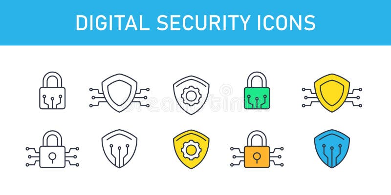 Conceptual Signs of Digital Security. Isolated Vector Illustration ...
