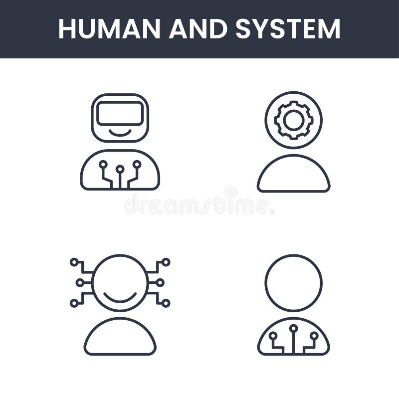 Conceptual Signs of Human and System Inside. Isolated Vector ...