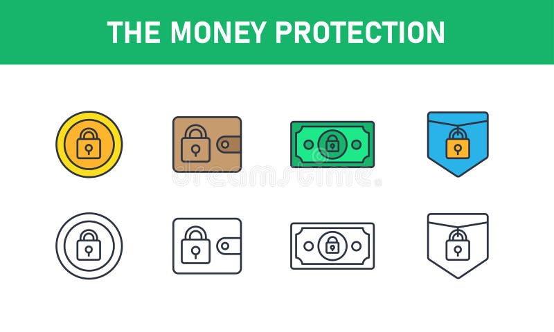 Conceptual Signs of the Money Protection. Isolated Vector Illustration ...