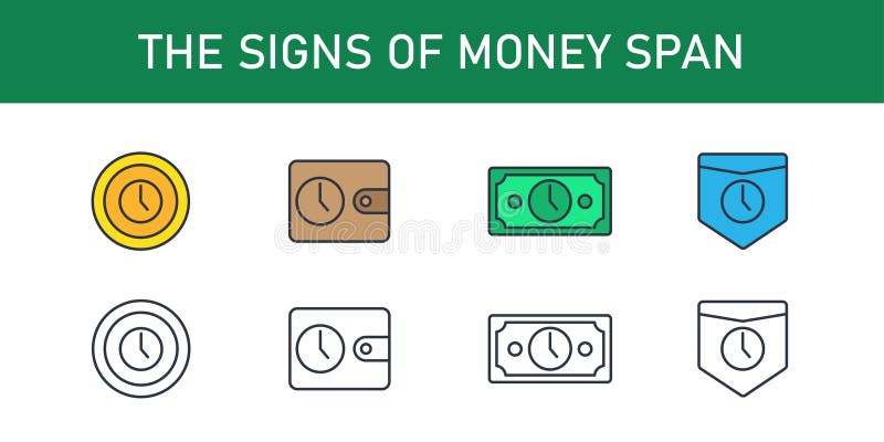 Conceptual Signs of the Money Span. Isolated Vector Illustration Stock ...