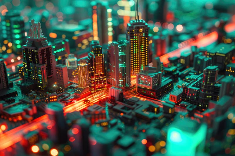 Conceptual Smart City on Digital Circuit Board, AI Concept AIG41 Stock ...