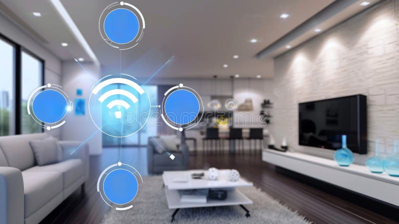 Conceptual Smart Home Interface with Icons Representing Different ...