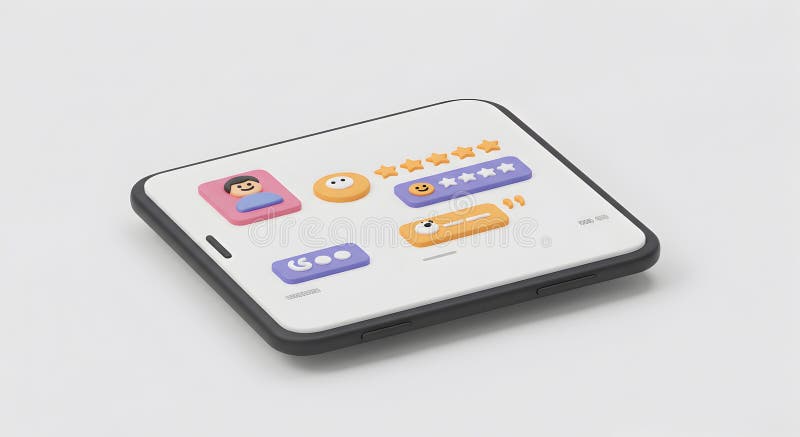 Conceptual Smartphone Display with User Interface Elements in Pastel ...