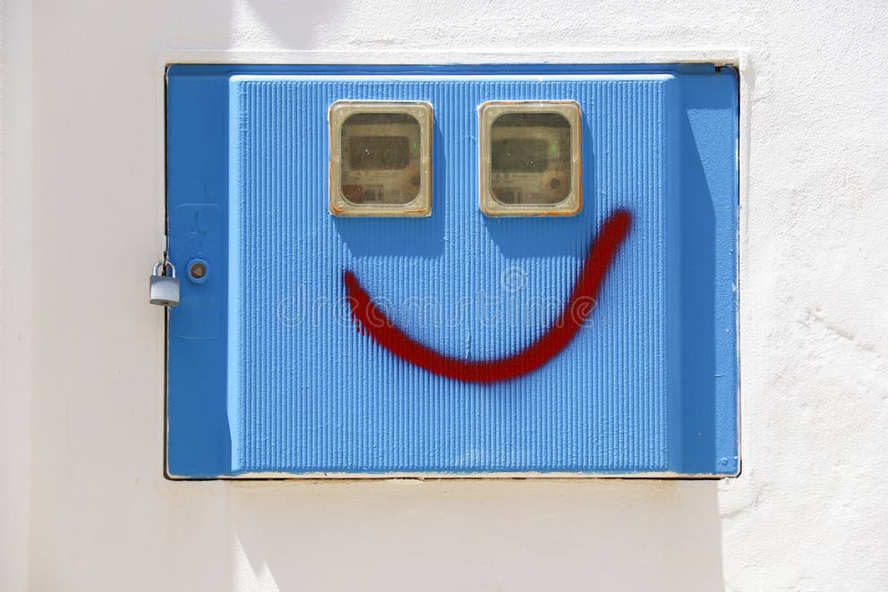 Conceptual Smiling Face on Electrical Register Box Stock Photo - Image ...