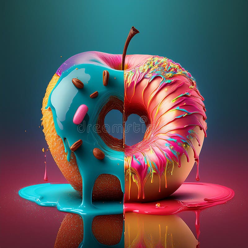A Conceptual Split Image Showing Half a Vibrant Apple and Half a ...