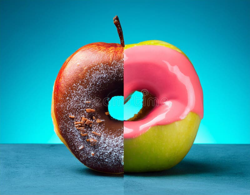 A Conceptual Split Image Showing Half a Vibrant Apple and Half a ...