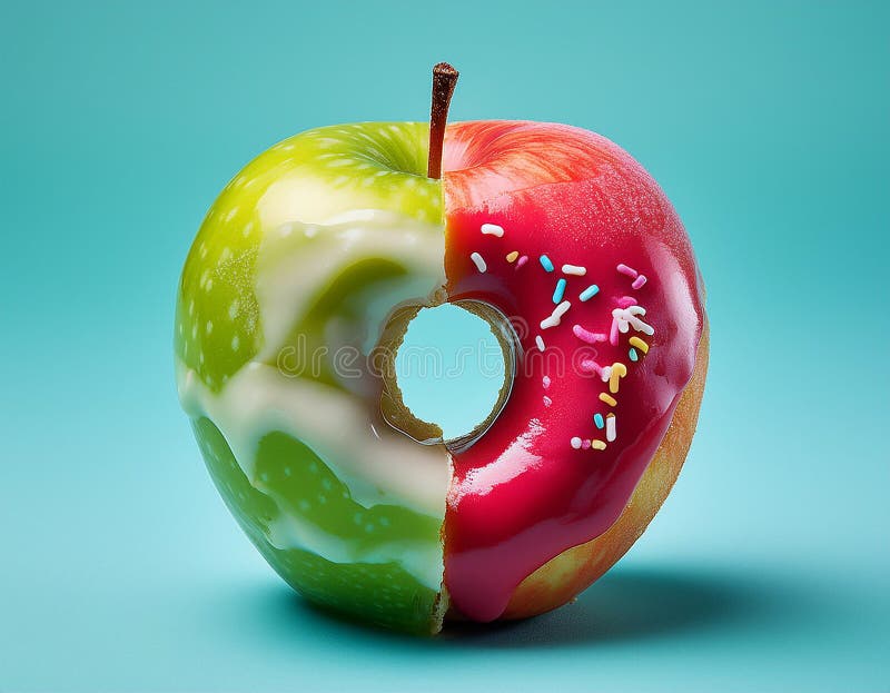 A Conceptual Split Image Showing Half a Vibrant Apple and Half a ...