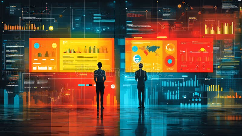 Conceptual Split Screen Illustration Two Stock Illustration ...