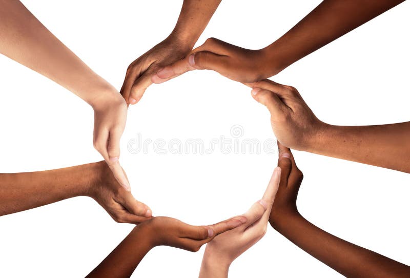 Conceptual Symbol of Multiracial Human Hands Making a Circle on White ...