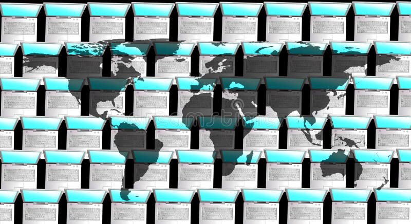 Conceptual Technology Image of Computers and World Stock Illustration ...