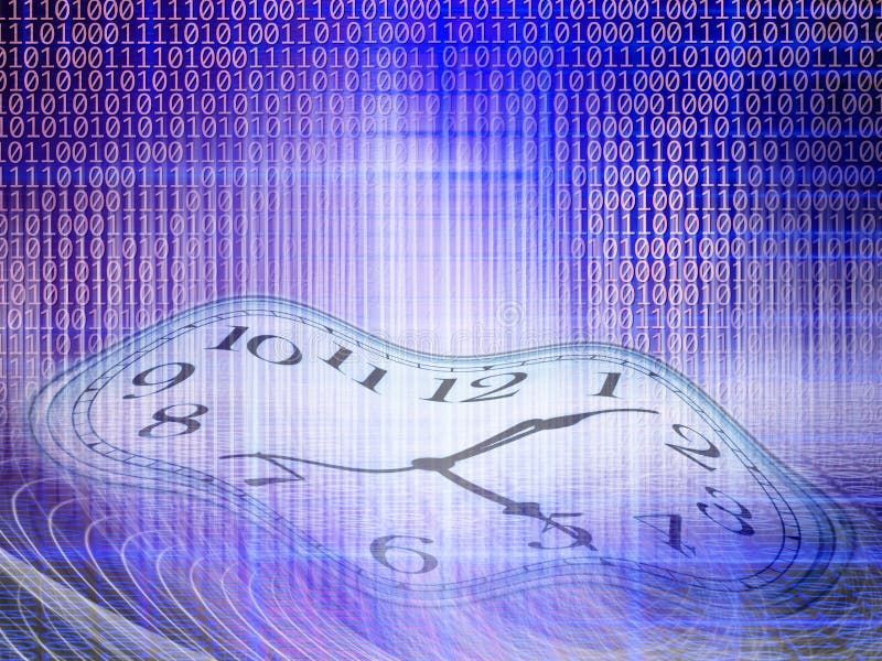 Conceptual Technology and Time Image of Binary Code with Clock a Stock ...