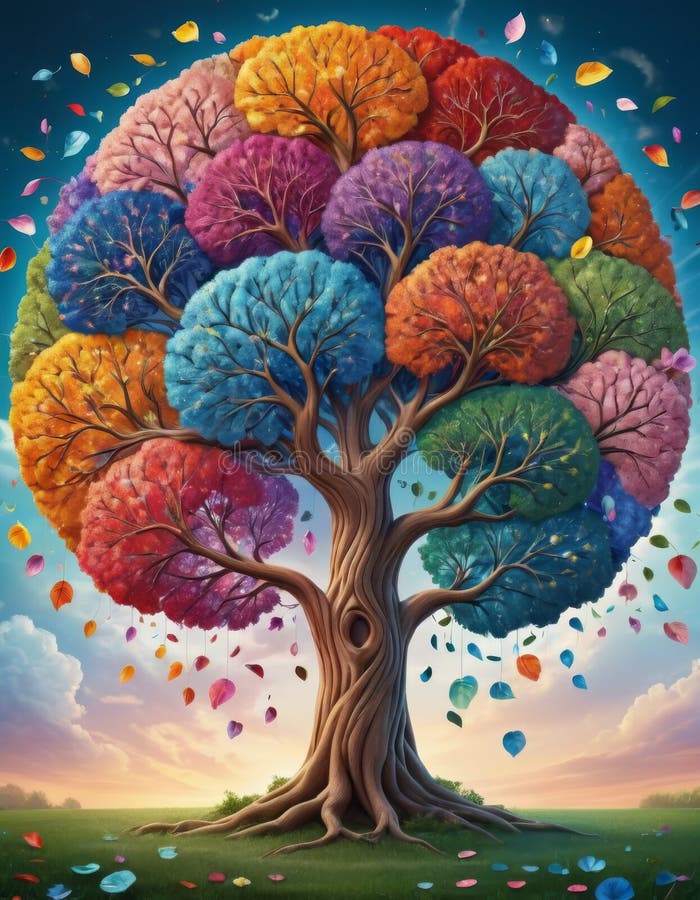 Conceptual Brain Tree in Seasons Stock Image - Image of seasons ...