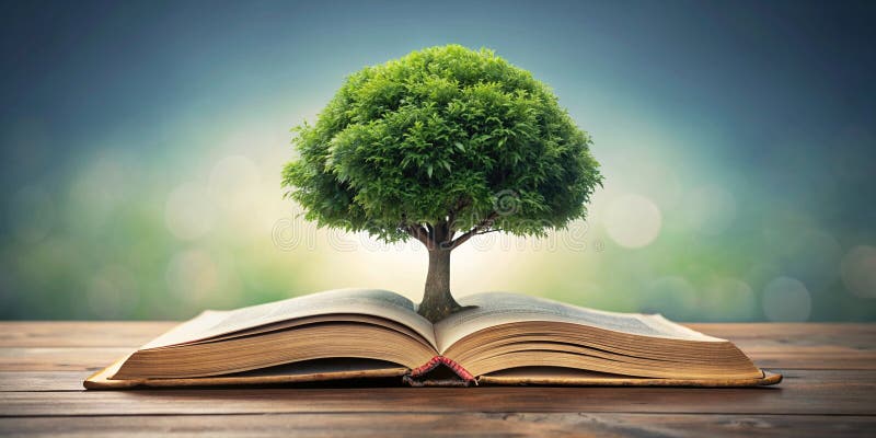 Conceptual Tree Growing Out Book Concept Knowledge Wisdom Green ...