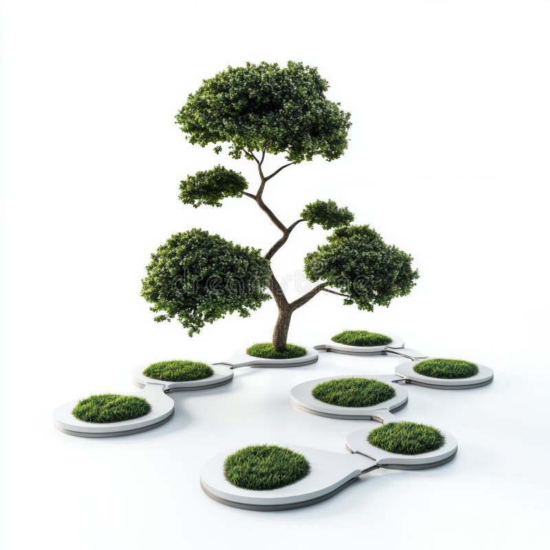 Conceptual Tree with Interconnected Circular Bases Representing ...