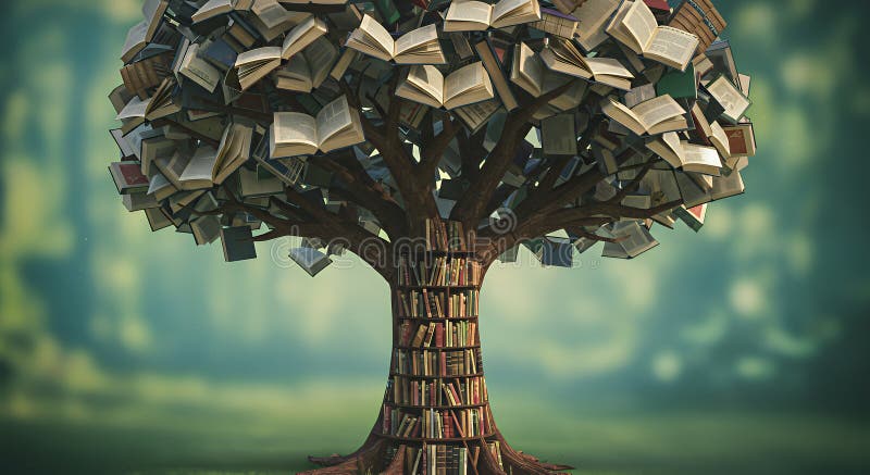 Conceptual Tree of Knowledge with Books on Branches and Trunk Stock ...