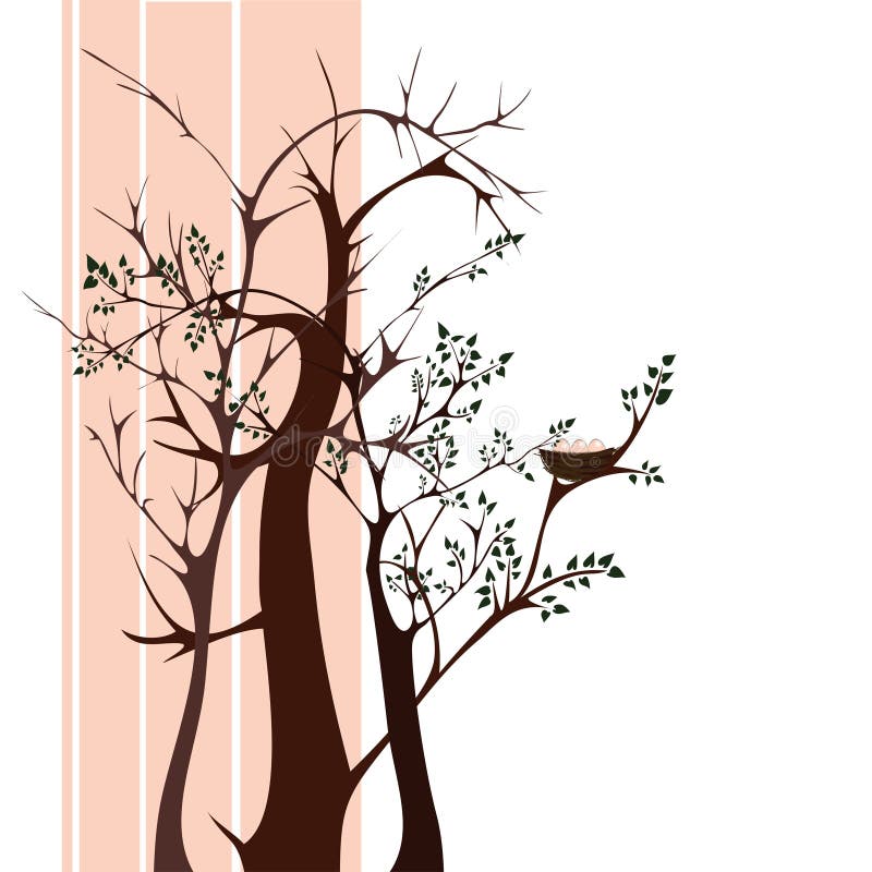 Trees with nest stock vector. Illustration of wallpaper - 29956474