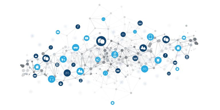 A Conceptual Vector Graphic Illustrating a Complex Network of ...