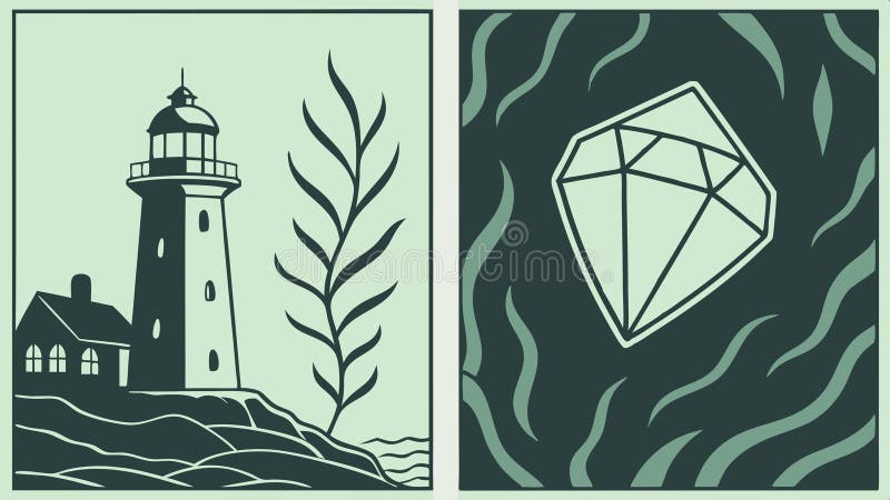 Lighthouse and Diamond, Illumination, Discovery, Vector Design ...