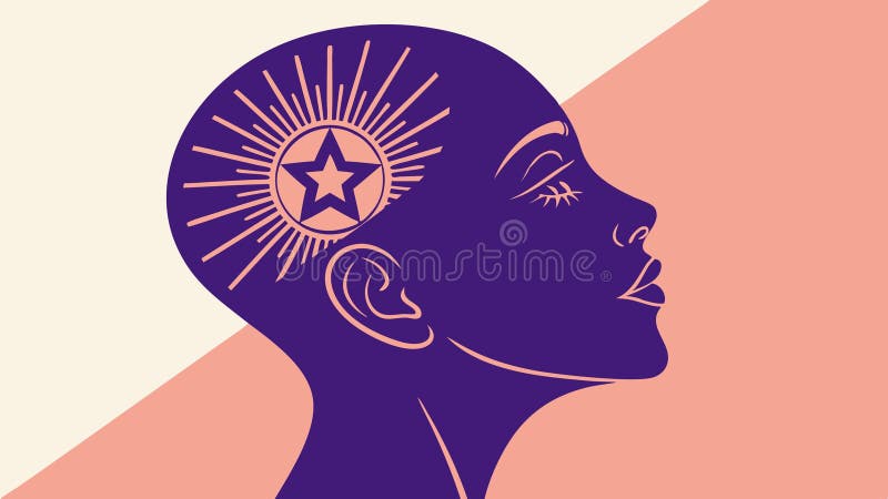 Profile with Star Brain, Intelligence and Brilliance, Vector Design ...