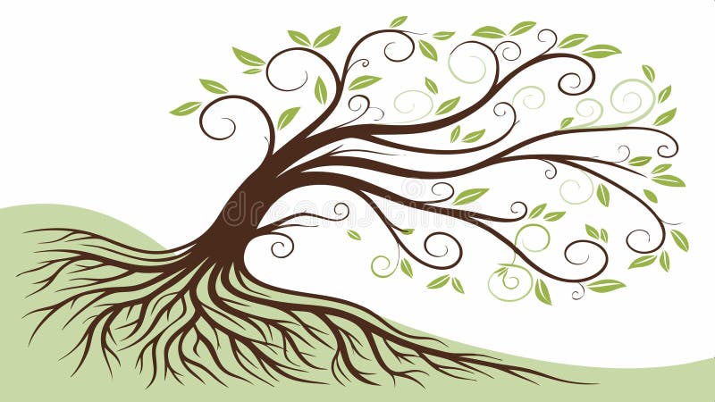 Tree with Root Veins, Nature and Life Concept Vector Design Generative ...