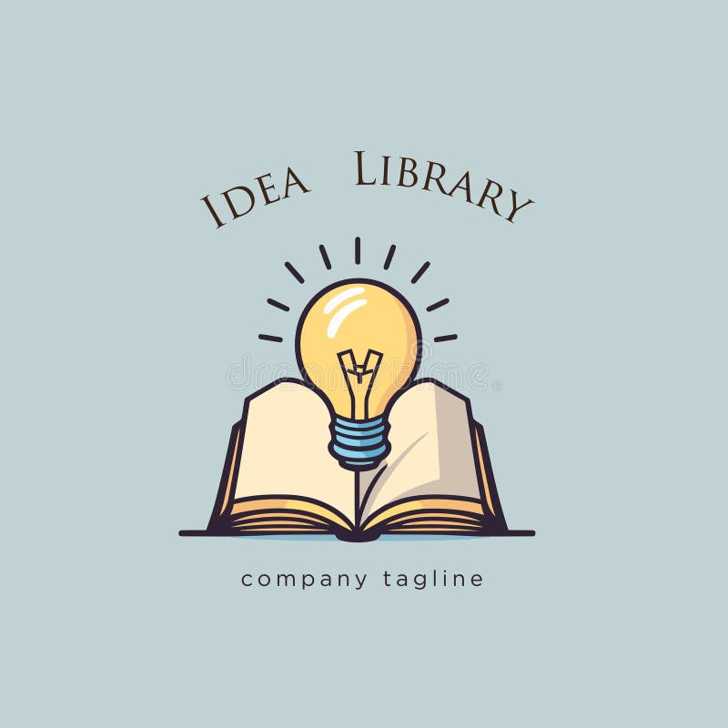 Conceptual Vector Logo with Book and Lightbulb. Vector Illustration ...
