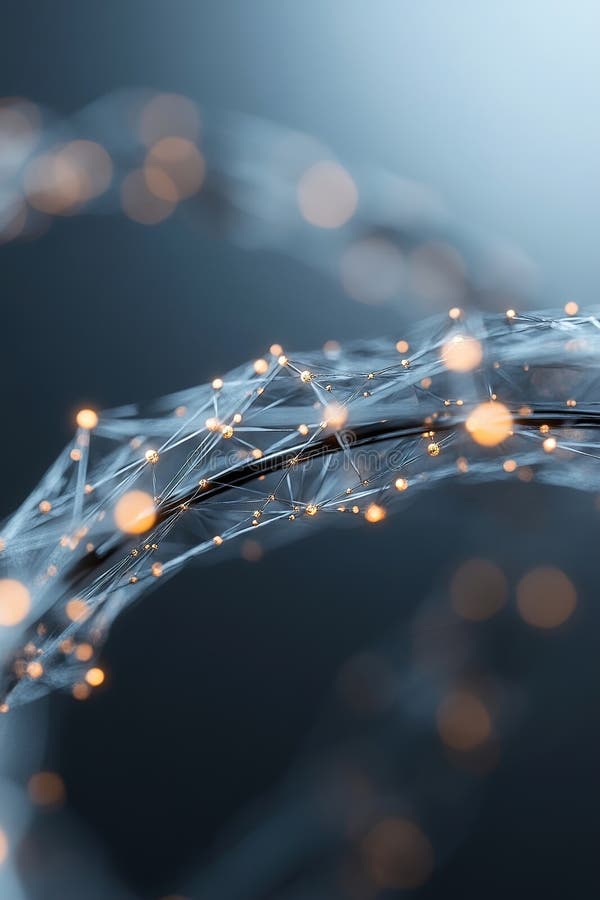 This Conceptual Visual Features Glowing Particles Linked by Delicate ...