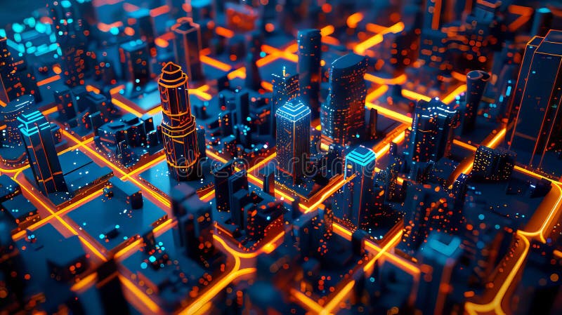 Conceptual Visualization of an AI-driven Smart City Network Stock ...