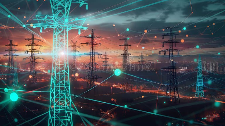 Conceptual Visualization of an AI-powered Smart Grid Stock Illustration ...