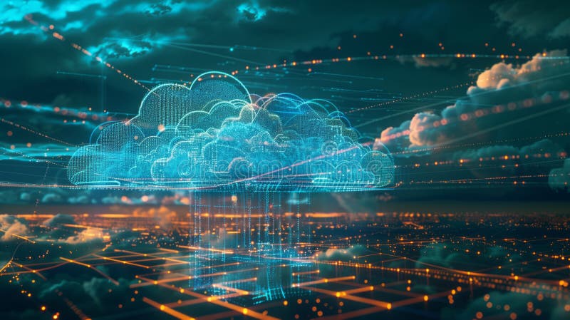 Conceptual Visualization of Global Cloud Computing Networks Stock ...