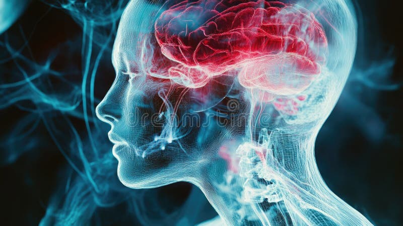Conceptual Visualization of Human Brain in Neural Medical Study Stock ...