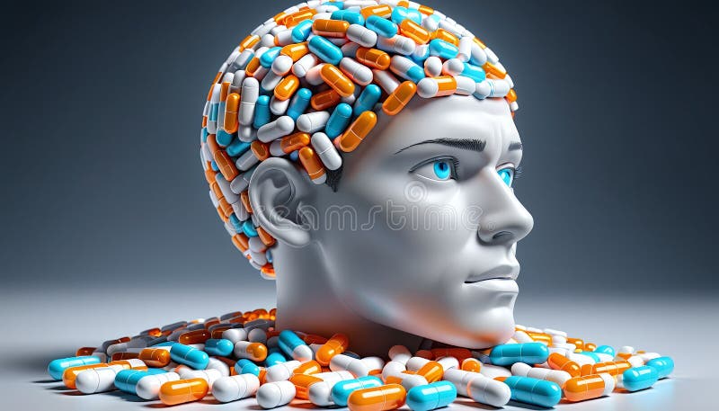 Conceptual Visualization of a Human Head Surrounded by Drugs or ...