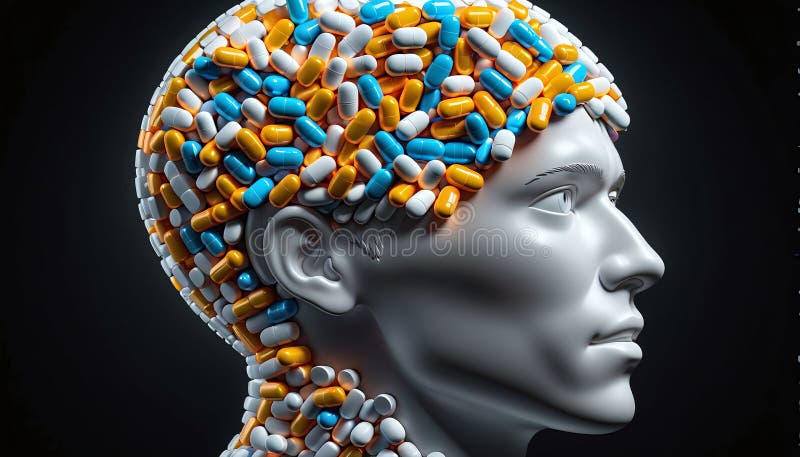 Conceptual Visualization of a Human Head Surrounded by Drugs or ...