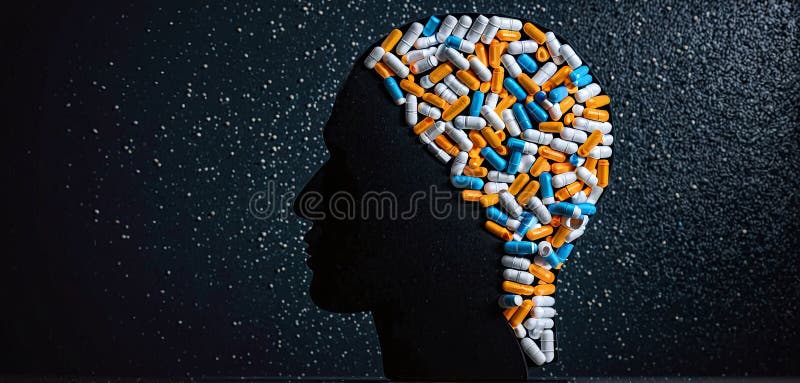 Conceptual Visualization of a Human Head Surrounded by Drugs or ...