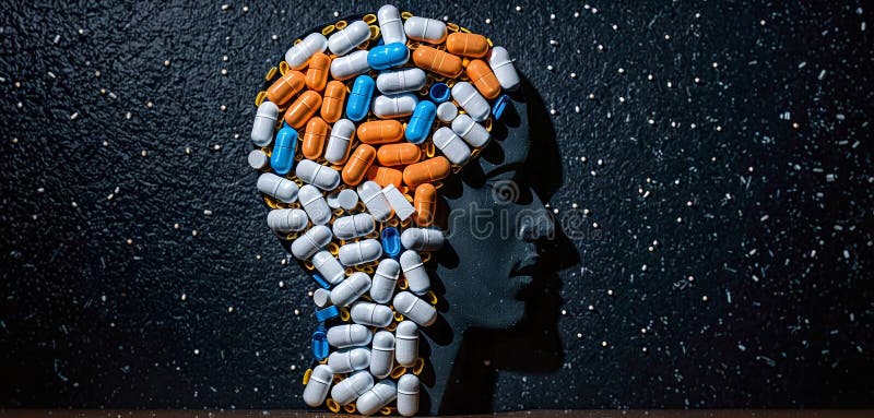 Conceptual Visualization of a Human Head Surrounded by Drugs or ...