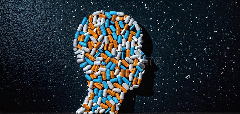 Conceptual Visualization of a Human Head Surrounded by Drugs or ...