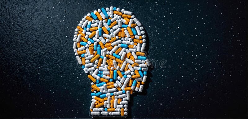 Conceptual Visualization of a Human Head Surrounded by Drugs or ...