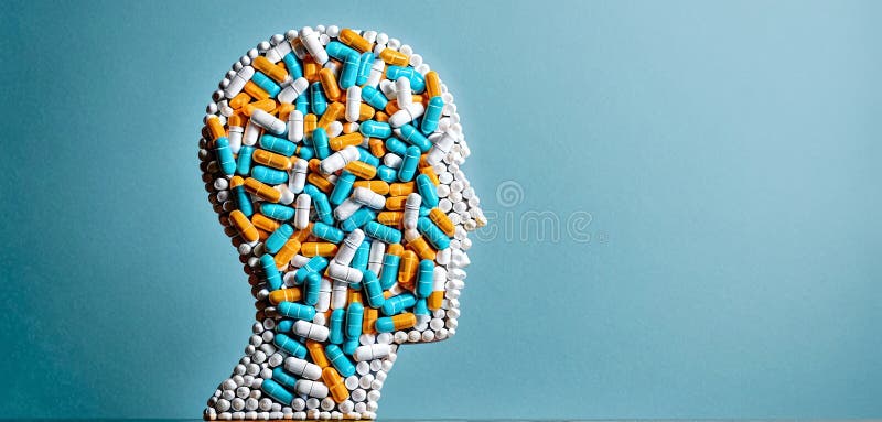 Conceptual Visualization of a Human Head Surrounded by Drugs or ...