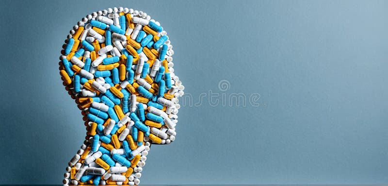 Conceptual Visualization of a Human Head Surrounded by Drugs or ...