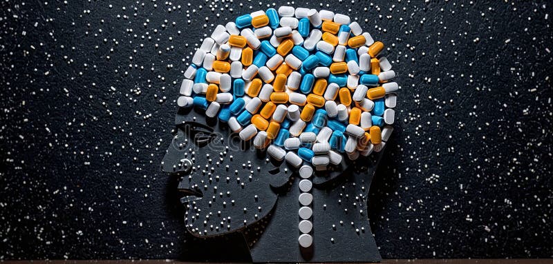 Conceptual Visualization of a Human Head Surrounded by Drugs or ...