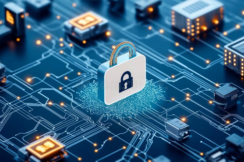 Conceptual Visualization of Privacy Encryption Featuring Padlock Symbol ...