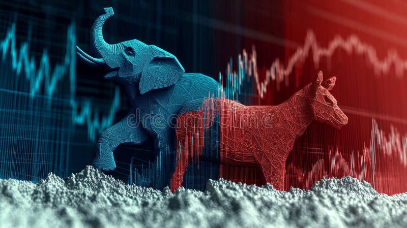 A Conceptual Visualization of a Red Donkey and Blue Elephant Placed ...