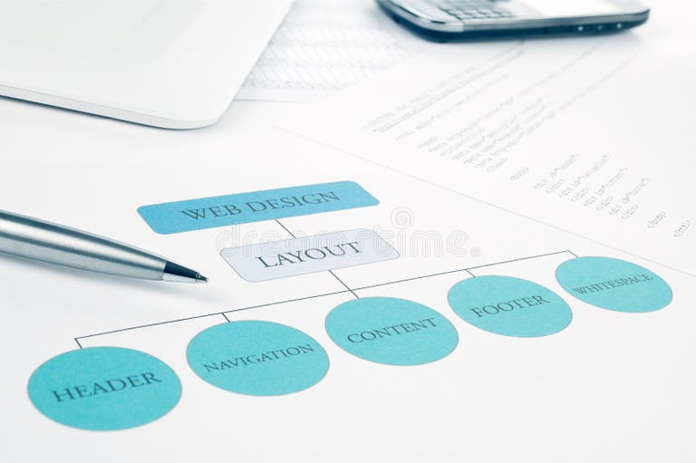 Conceptual Web Design Building Plan and Objects Stock Photo - Image of ...