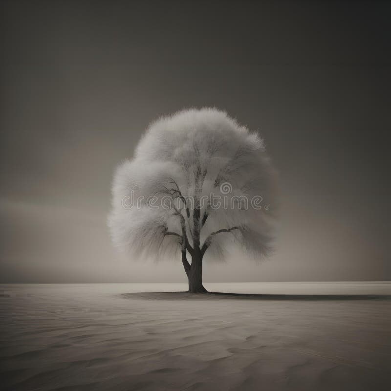 Conceptual White Tree in the Desert. Generative Ai Stock Illustration ...