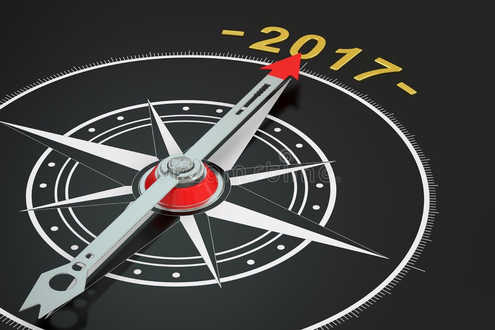 Conceptual 2017 Year Compass Stock Illustration - Illustration of black ...