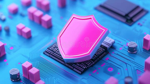 Conceptualized Futuristic Cybersecurity Concept Depicting a Shield Icon ...